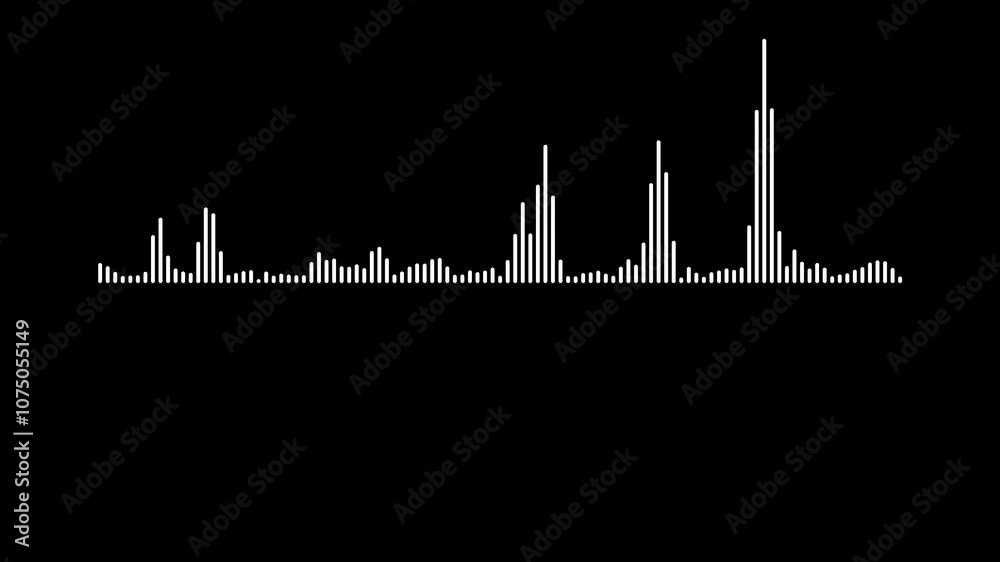 white color audio waveform spectrum animation. Alpha channel, spectrum ...