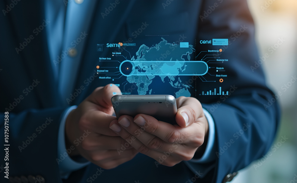 Standard operating procedure concept. Businessman use laptop with ...