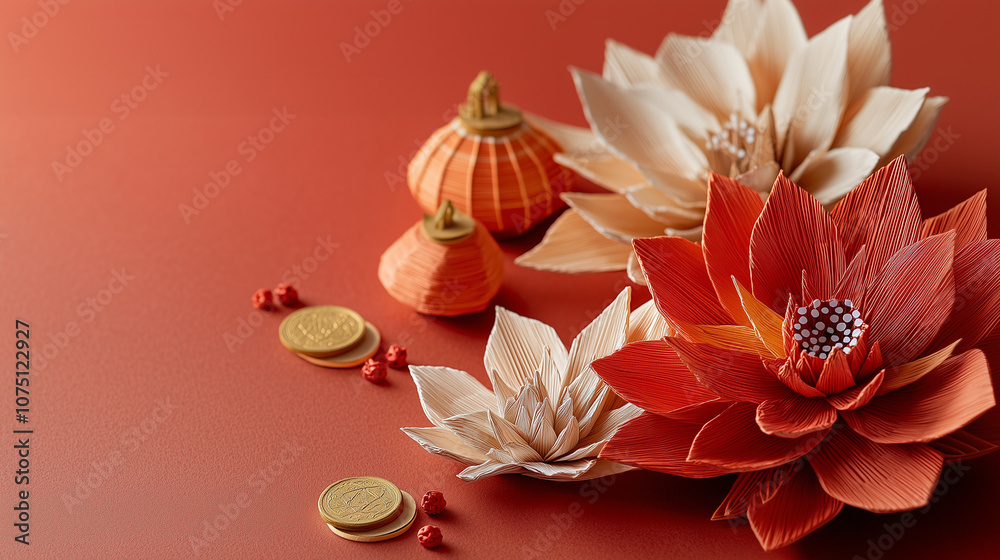 Chinese-inspired origami spread: Origami models of lanterns, and lotus ...