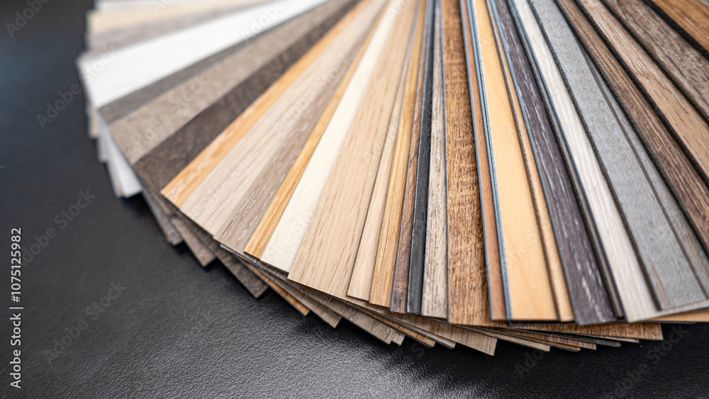 Sample of wood laminated materials in natural collection. Set of wooden ...