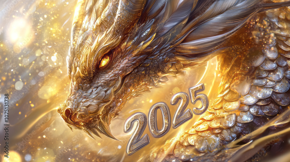 A golden dragon encircles the number "2025" in celebration of the ...