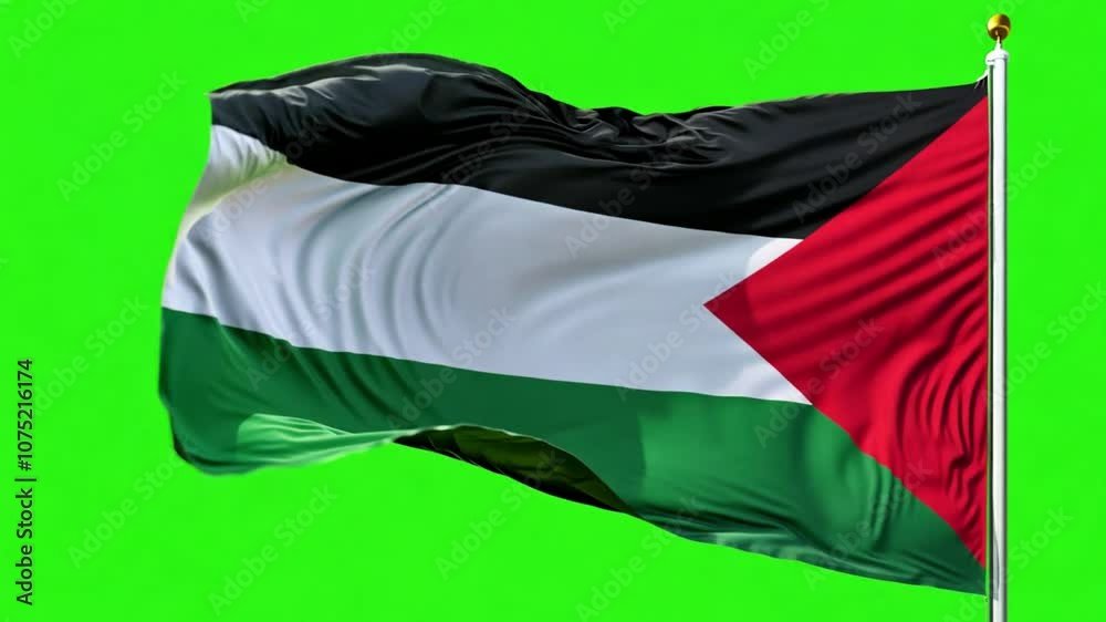 Palestine flag is waving 3D animation, Waving in the wind. National ...