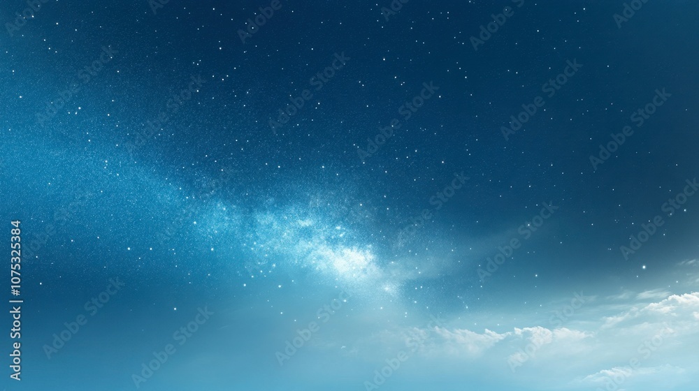 A serene blue sky fading into night, with the faint outline of the ...