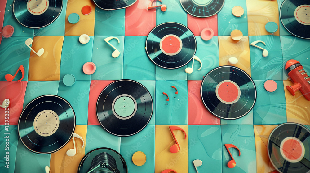 A 1940s-era dance hall flyer design with retro typography, soft pastel ...