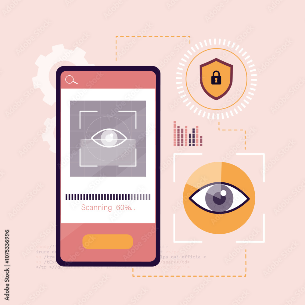 Face and eye scanning technologies, cyber security. Biometric password ...