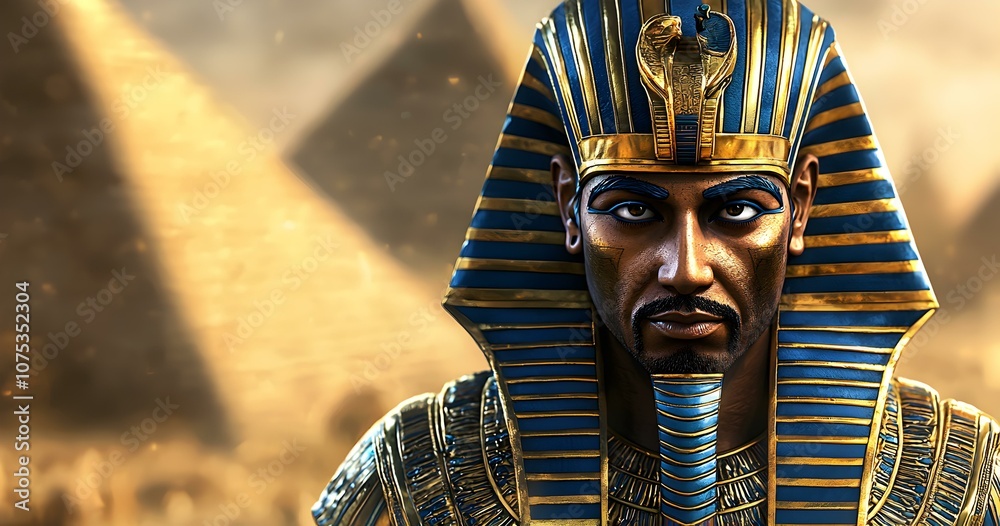 Regal Pharaoh in Splendor, an ancient Egyptian ruler adorned in ...