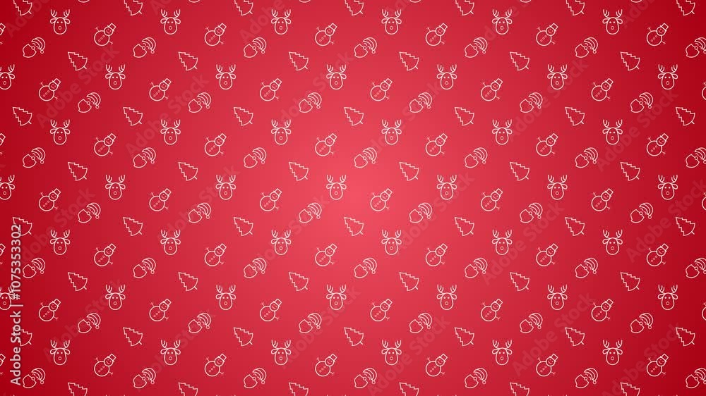 Red Animated Christmas Tree Santa and Reindeer. Pattern Christmas ...