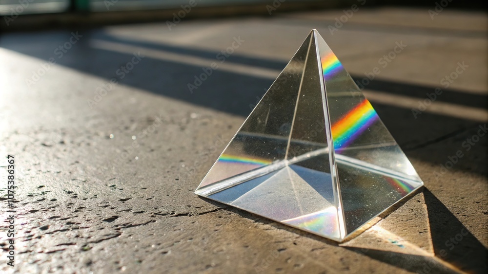 Floating triangular prism with gradient shadow, modern art, triangular ...