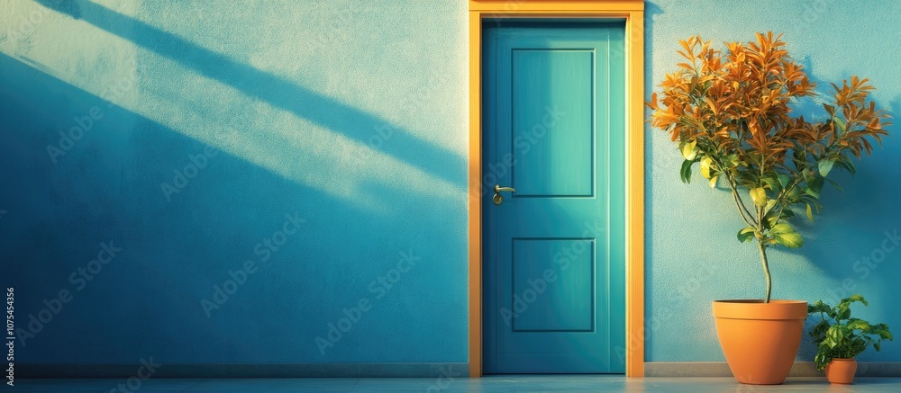Closed door in a domestic setting symbolizing self isolation and ...
