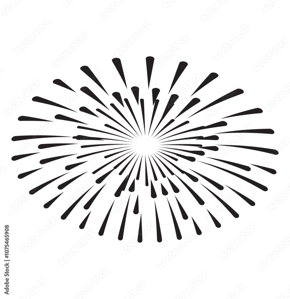 Fireworks explosion in sky line icon. Thin black outline silhouette of ...