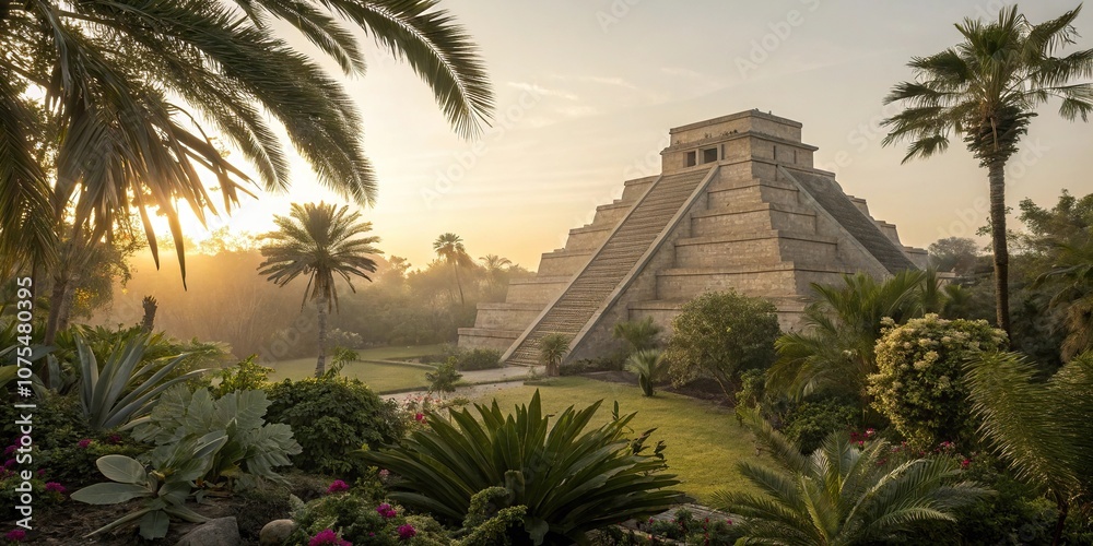 Ancient Babylonian ziggurat with stepped pyramid architecture ...