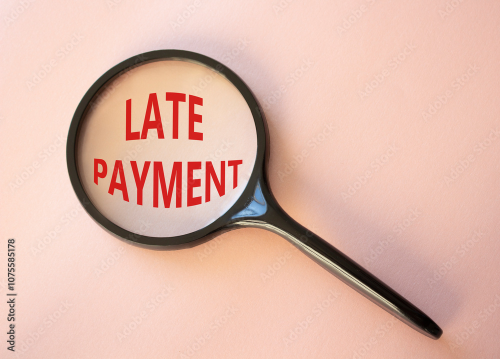 Late payment symbol. Concept word Late payment on magnifying glass ...