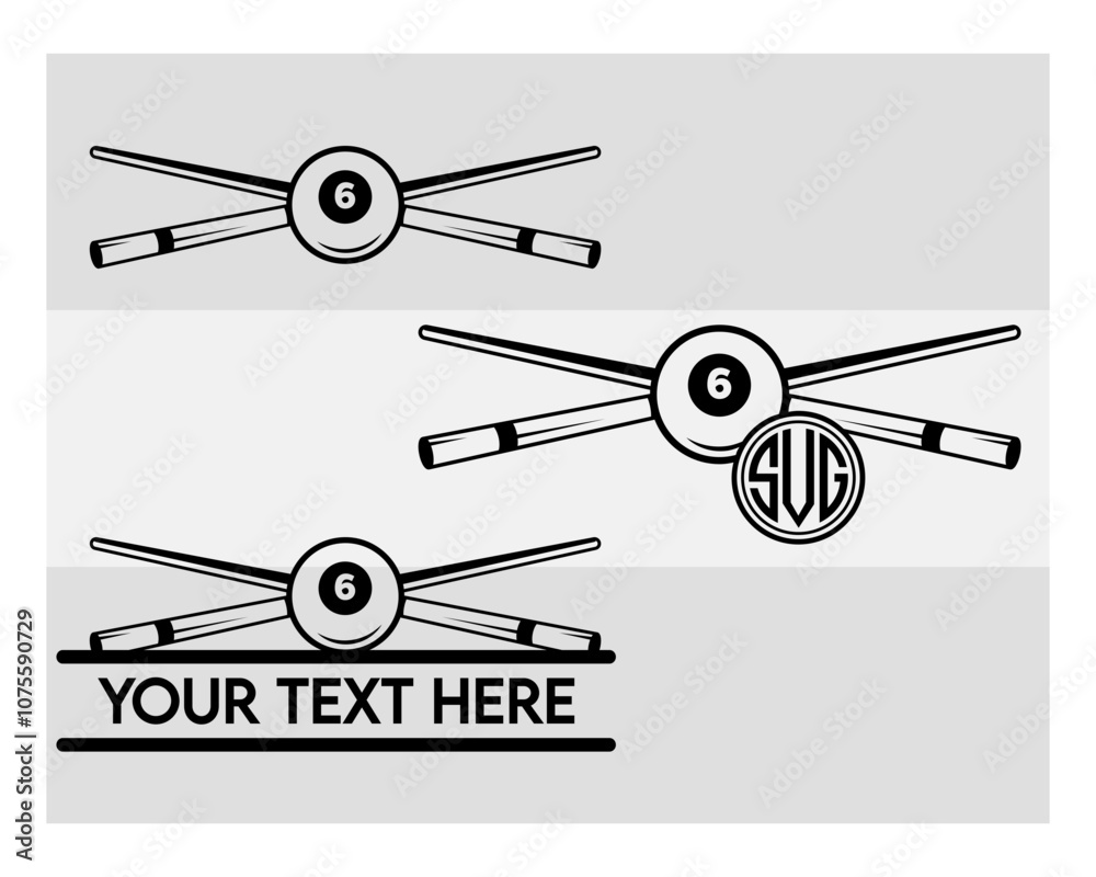 Billiards Stick Svg, Billiards SVG Silhouette Bundle, Billiards ...