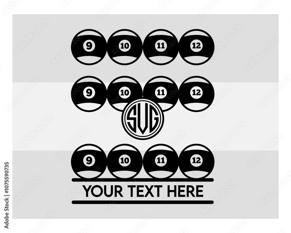 Vetor de Billiards SVG Silhouette Bundle, Billiards Silhouette, Snooker ...