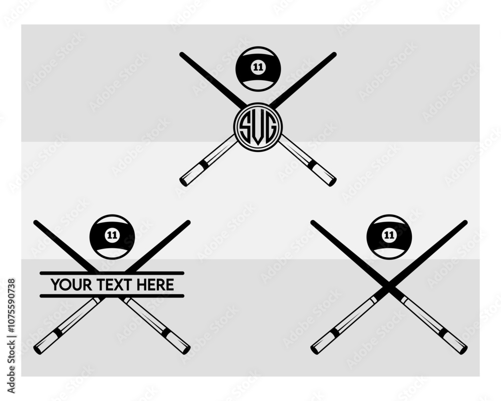 Billiards Stick Svg, Billiards SVG Silhouette Bundle, Billiards ...