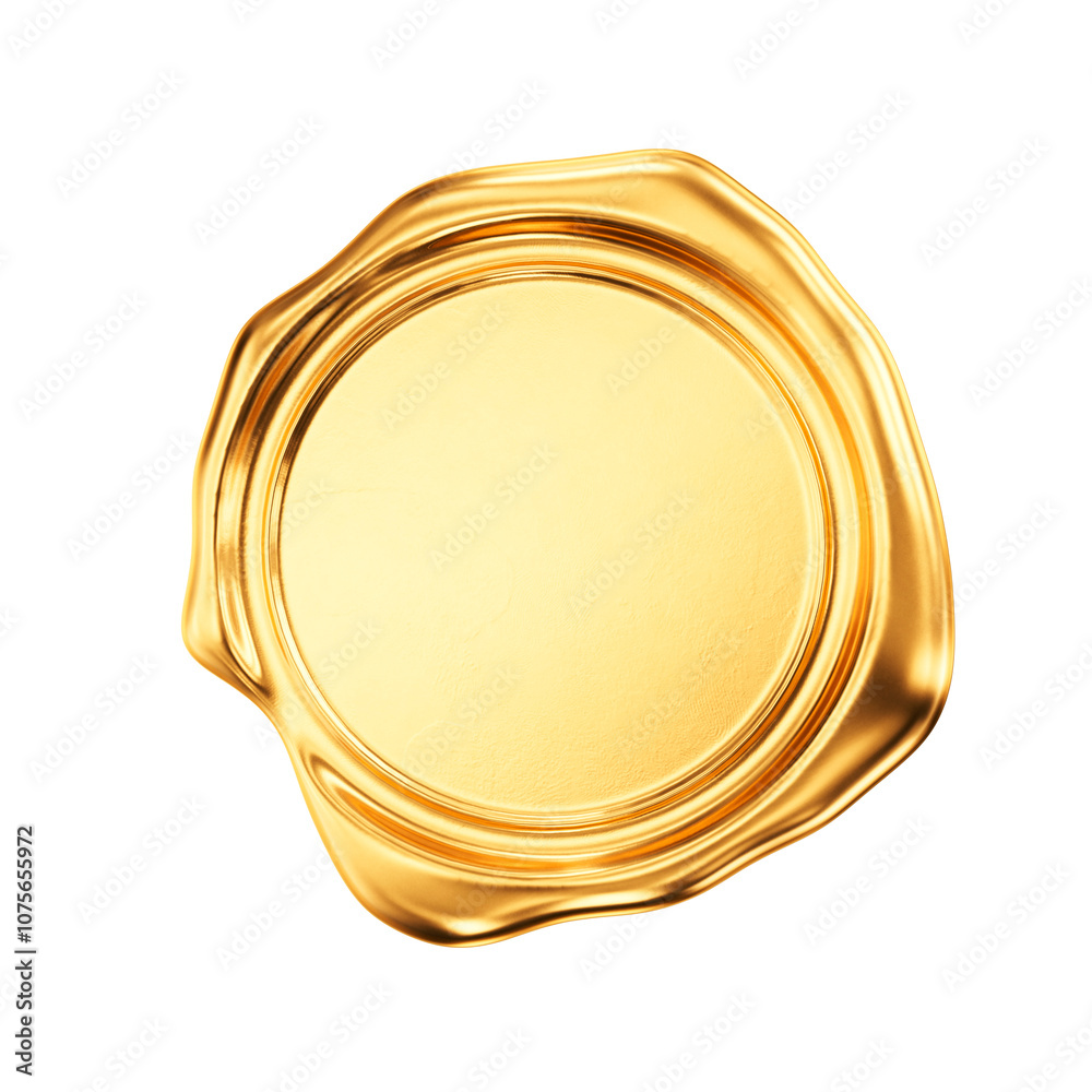 Golden Wax Seal with empty center isolated on transparent background ...