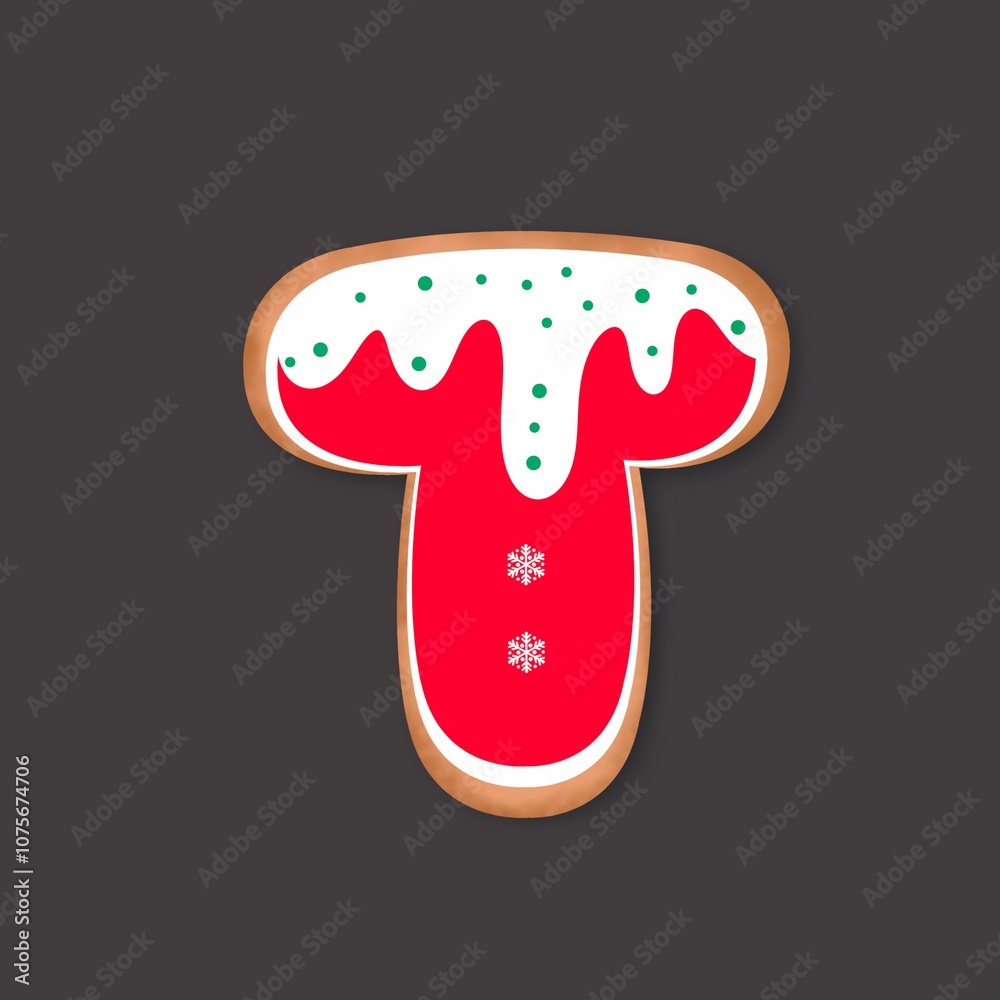 Ginger Cookie alphabet font letter T Cartoon letters with shadow ...