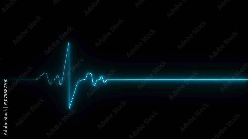 Cardiogram, neon heart pulse animation. ECG Cardiogram Oscilloscope ...