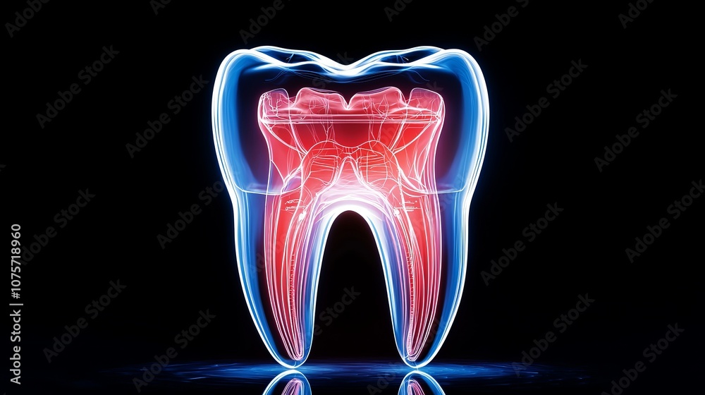 Cross-section of a human tooth in vivid detail, highlighting enamel ...