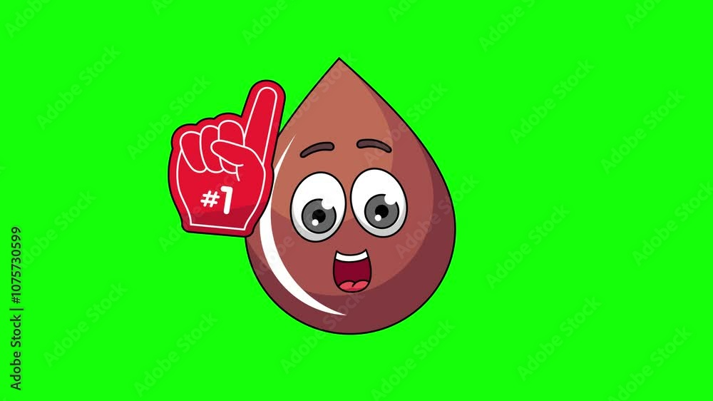 number 1 fan chocolate drop cartoon emoticon, looping animation Stock ...
