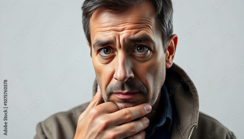 Contented man well hiding his inner personality. Guy suffers split ...