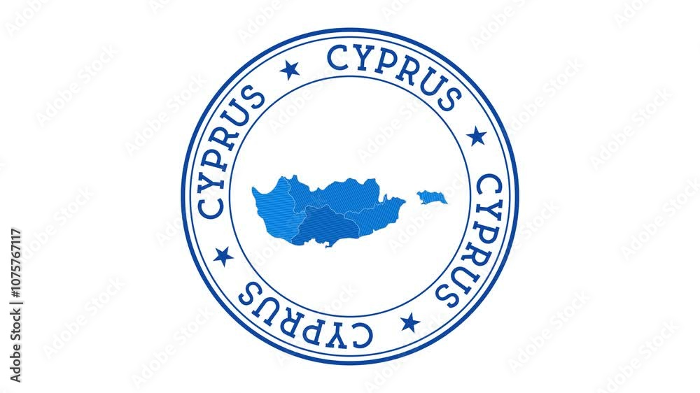 Cyprus intro. Badge with the circular name and map of country. Cyprus ...