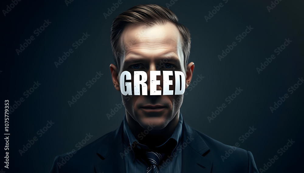 Contemporary artwork. Conceptual portrait of faceless man with word ...