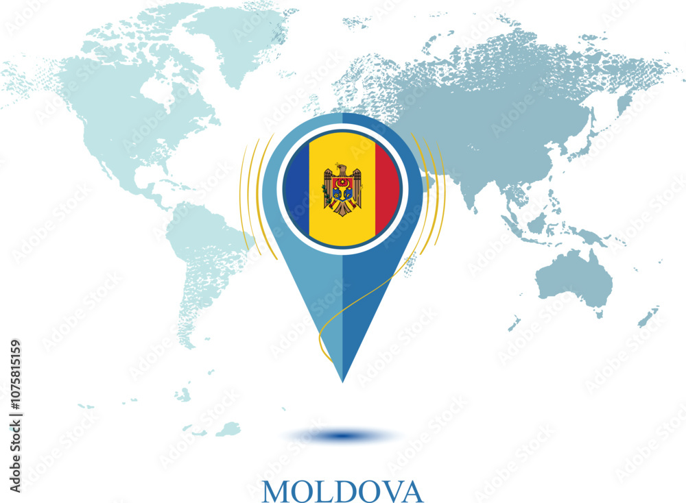map with magnified MOLDOVA, map of my current position, map pointer ...