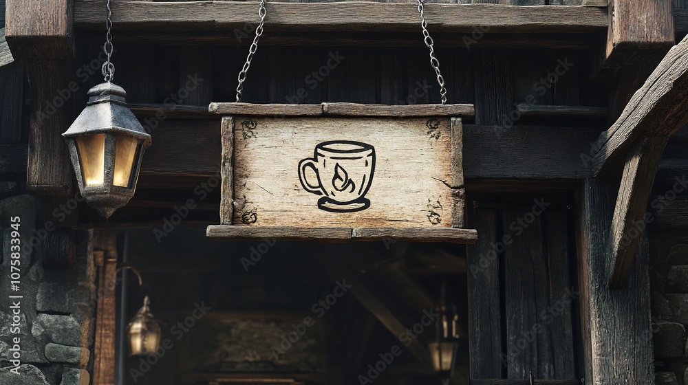 A medieval fantasy illustration of a business storefront with a rustic ...