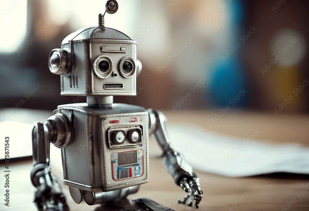 toy classic blank mechanical robot white technology paper cyborg ...