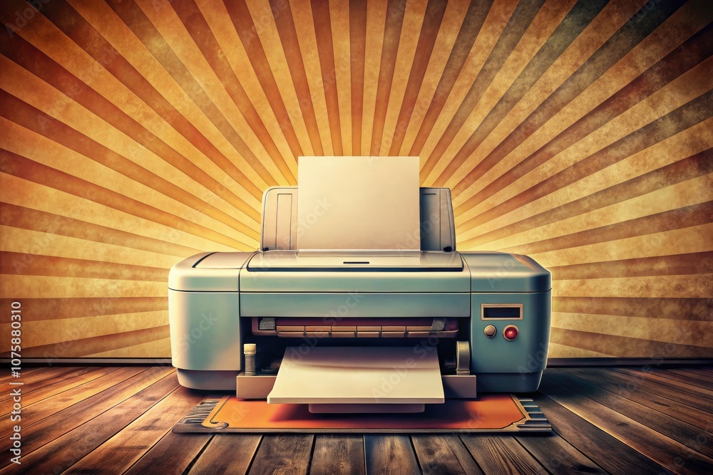 Vintage Inkjet Printer Clipart Illustration in Realistic Style for ...