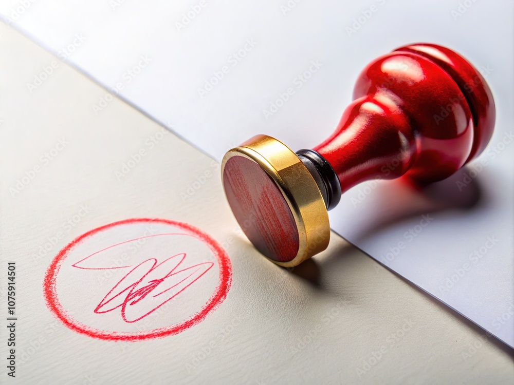 Authentic Red Ink Stamp Close-Up Zoom, 4K AI Photo Stock Illustration ...