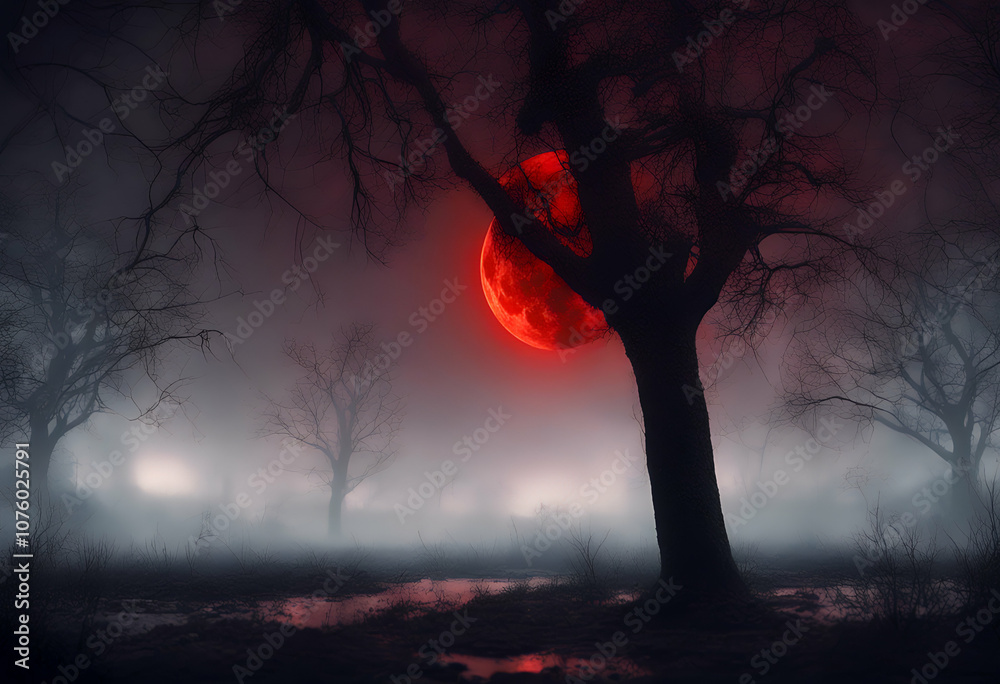 Photo & Art Print sinister evil moon generative skittish art scene ...