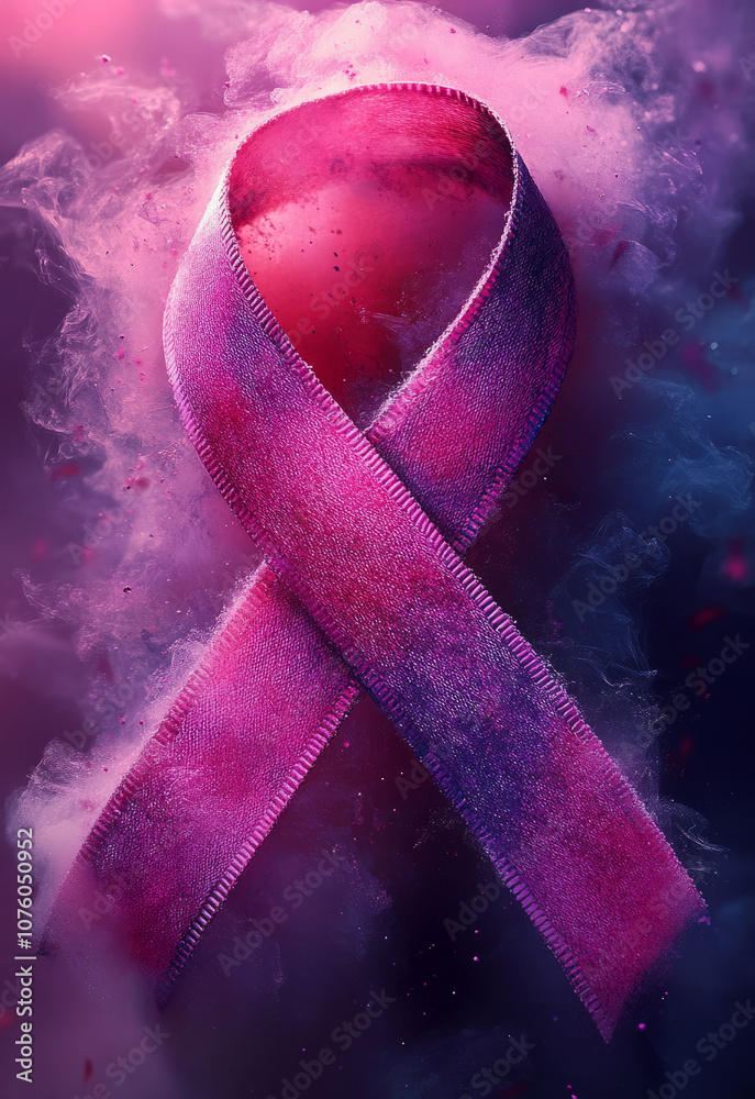 Pink ribbon, cancer awareness symbol, vector clip art illustration with ...