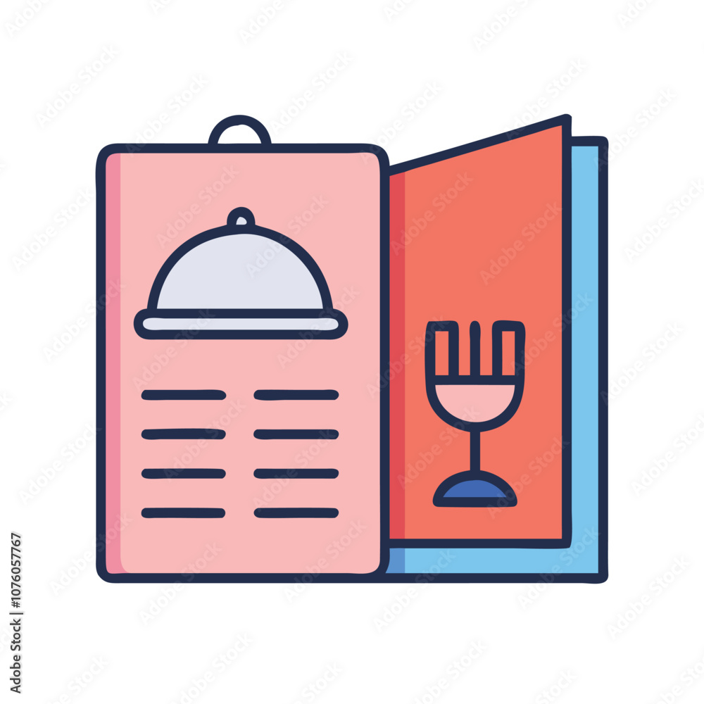 Restaurant menu icon with spoon and fork, Vector illustration of a ...