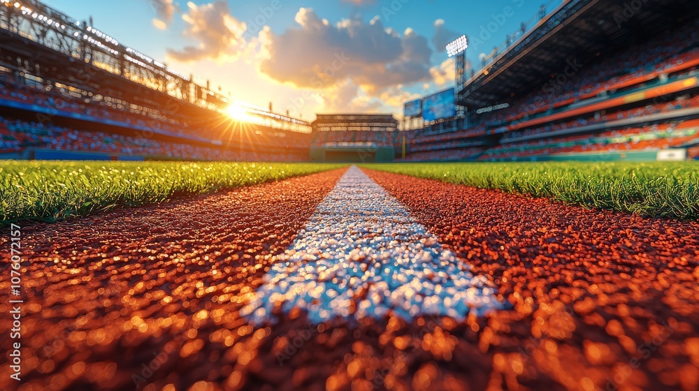 Photo & Art Print Striking perspective of stadium boundary lines ...