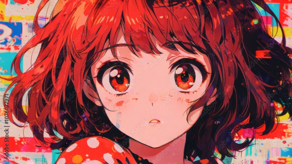 retro anime girl, innocent anime girl illustration, short brown hair ...