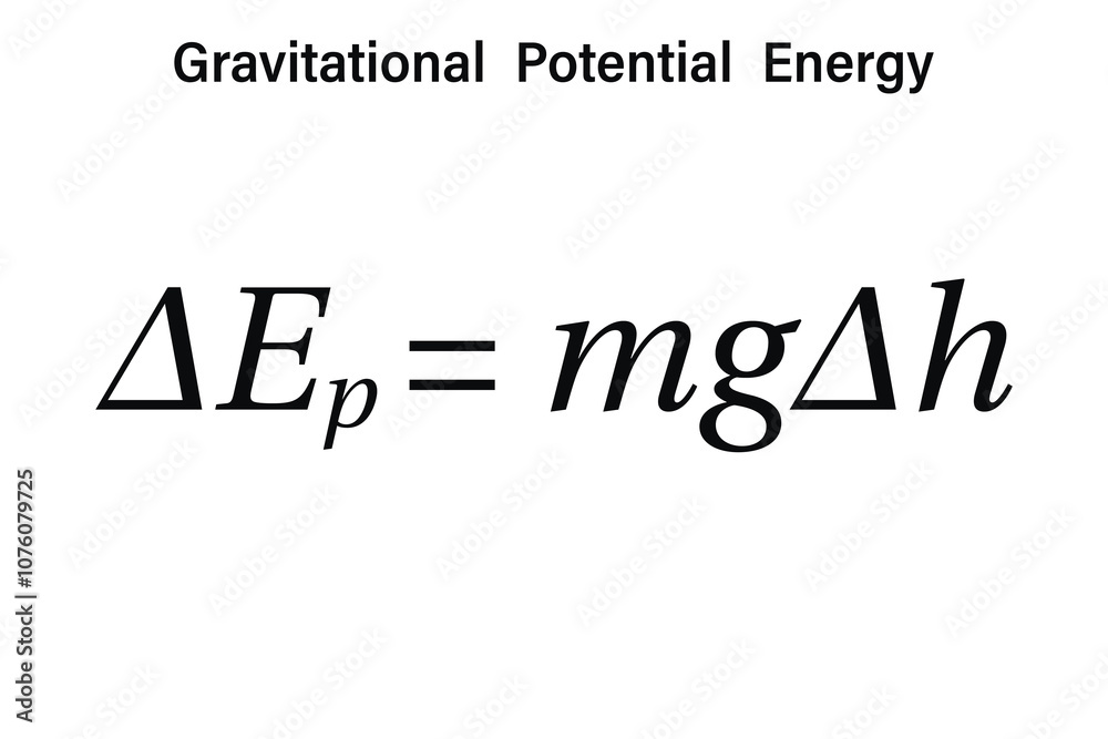 Gravitational Potential Energy Formula on the white background ...