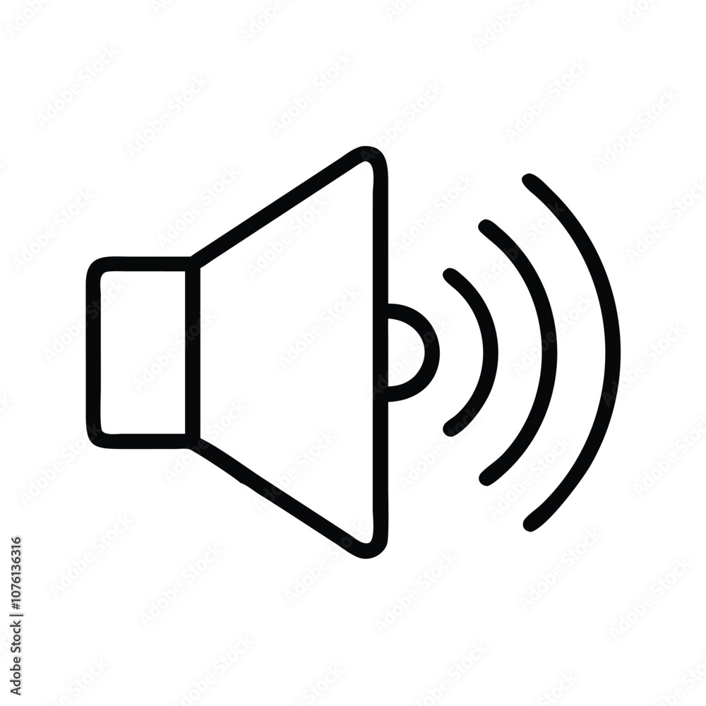 Sound speaker icon in black outline, Vector illustration of a speaker ...