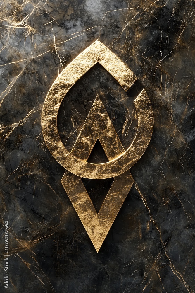 Ancient Greek 3D omega symbol with gold marble texture, classical ...