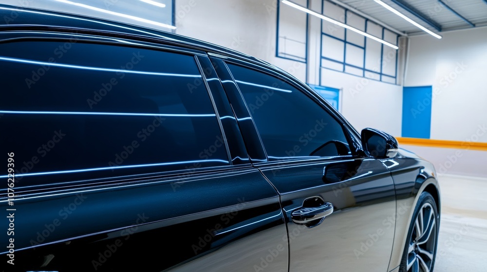 Side view of car window tint, ceramic film provides heat rejection and ...