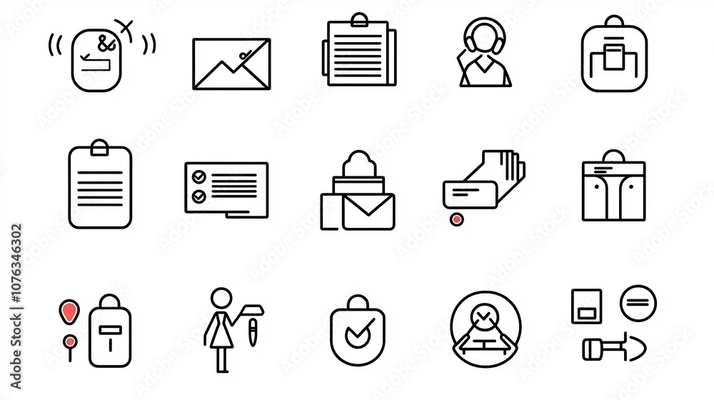 Minimalistic icon set focused on creating editing and managing digital ... Minimalistic icon set focused on creating editing and managing digital ...