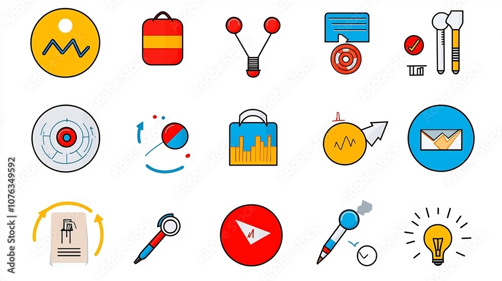 Comprehensive set of marketing icons including target campaign and ...