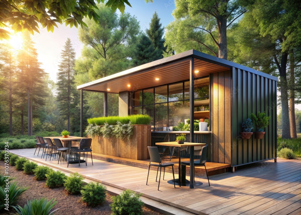 Minimalist Container Cafe and Bar Design in Nature - Modern Coffee Shop ...
