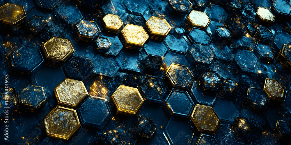 3D rendering hexagonal ore, futuristic, sci-fi style, mineral, ore ...