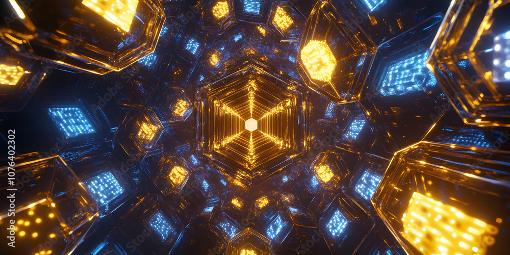 3D rendering hexagonal ore, futuristic, sci-fi style, mineral, ore ...