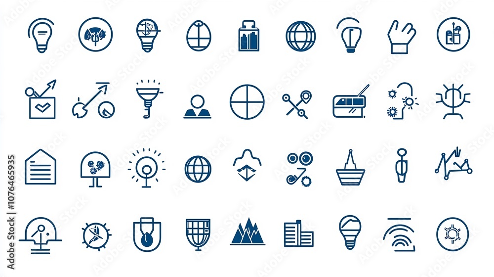 This set of 64x64 pixel perfect line icons features a collection of ...