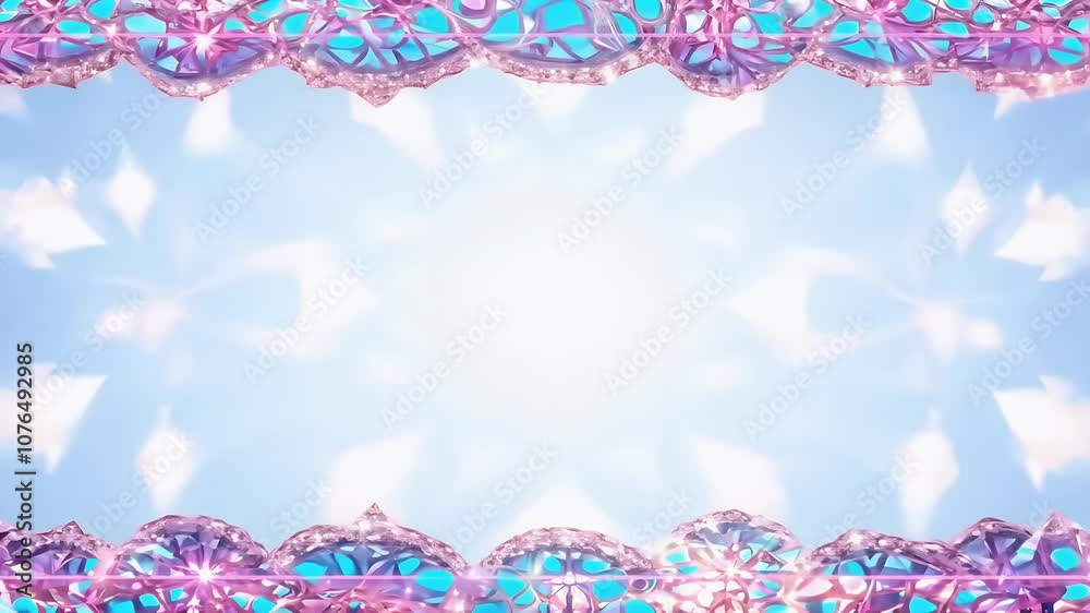 symmetrical angelic sparkling magical border background video pale blue ...