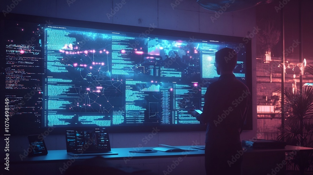 Virtual Project Management Hub with Glowing Task Boards and Timelines ...