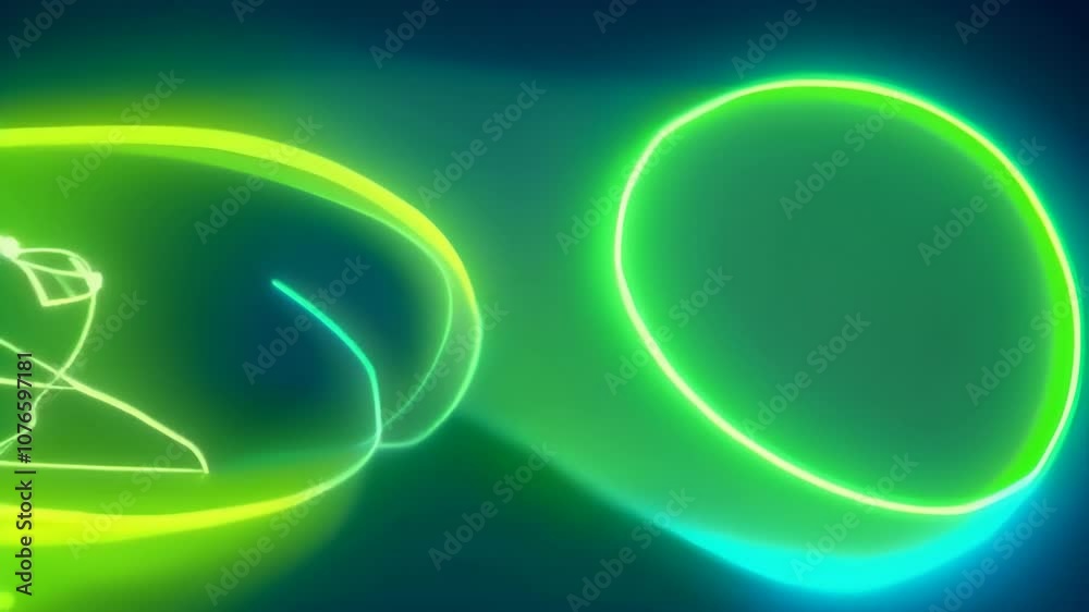 looping animation of a ball trajectory mapped out with neon lines and ...